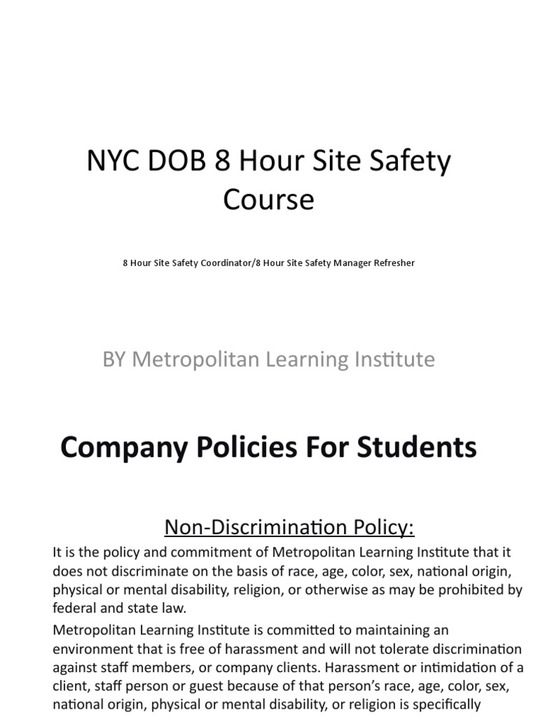 NYC DOB 8 Hour Site Safety - Lesson #1 of 15 - Intro - VL | PDF | Fire ...