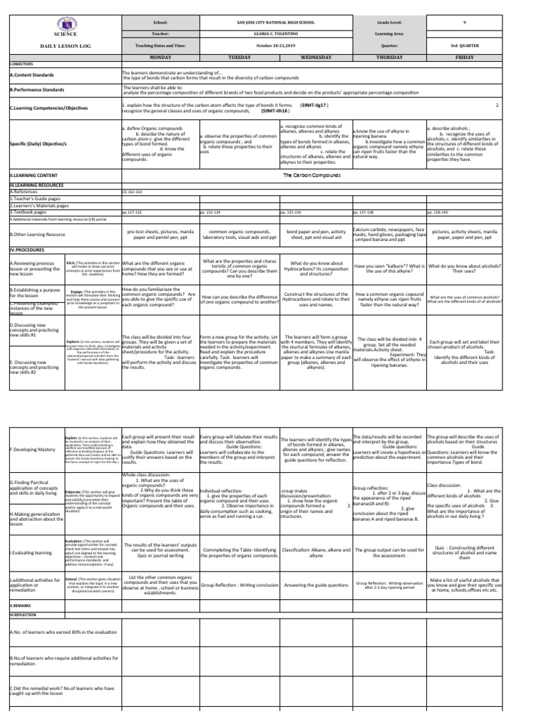 7 E Model Lesson Plan | PDF | Alkene | Learning