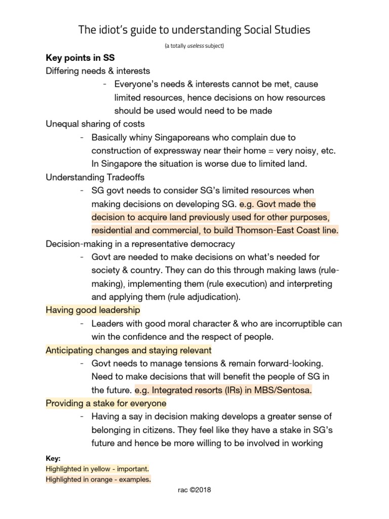 The Idiot's Guide To Understanding Social Studies: Key Points in SS ...