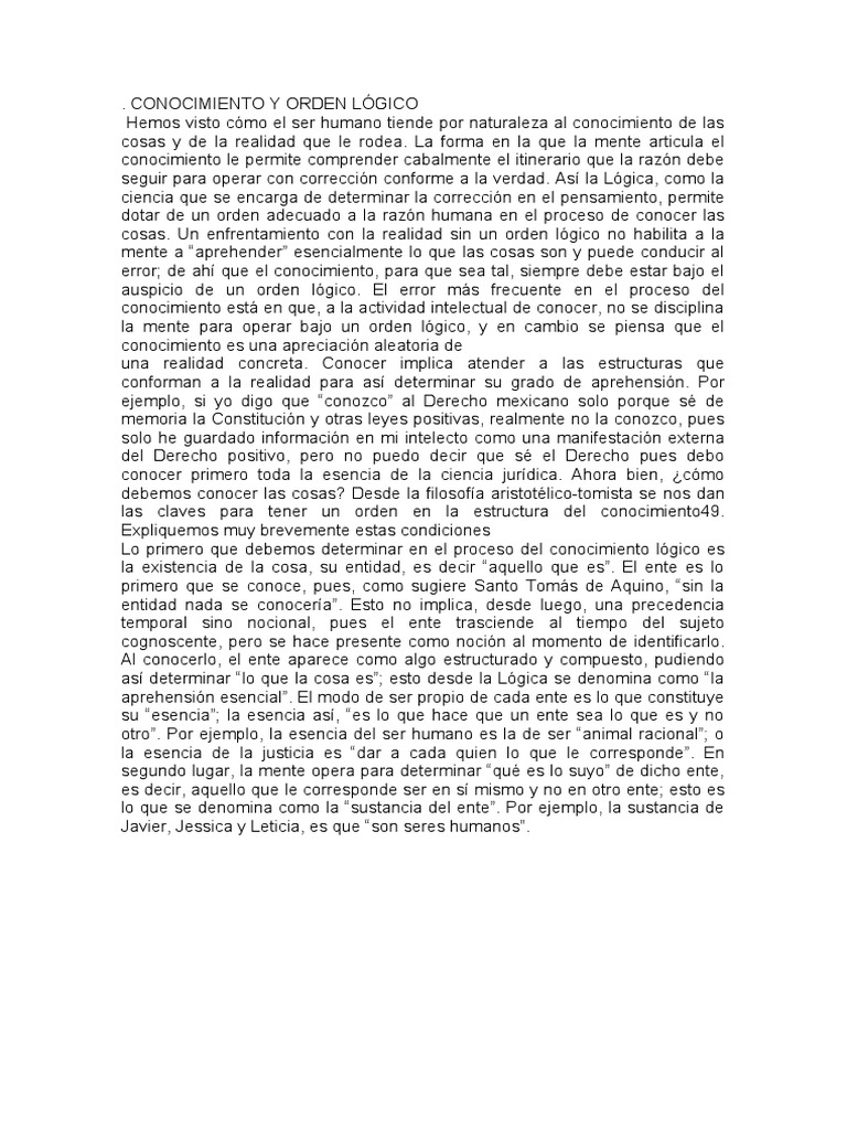 Conocimiento y Orden Logico | PDF | Conocimiento | Realidad