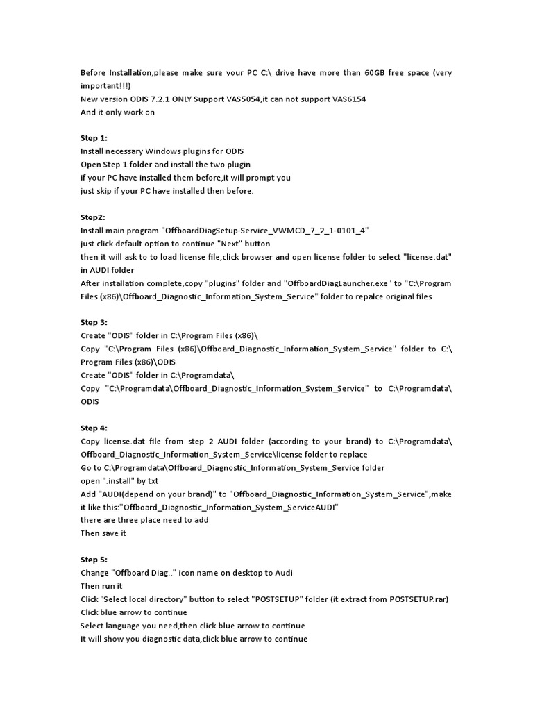 How To Install ODIS 7.2.1 | PDF | Computer File | Directory (Computing)