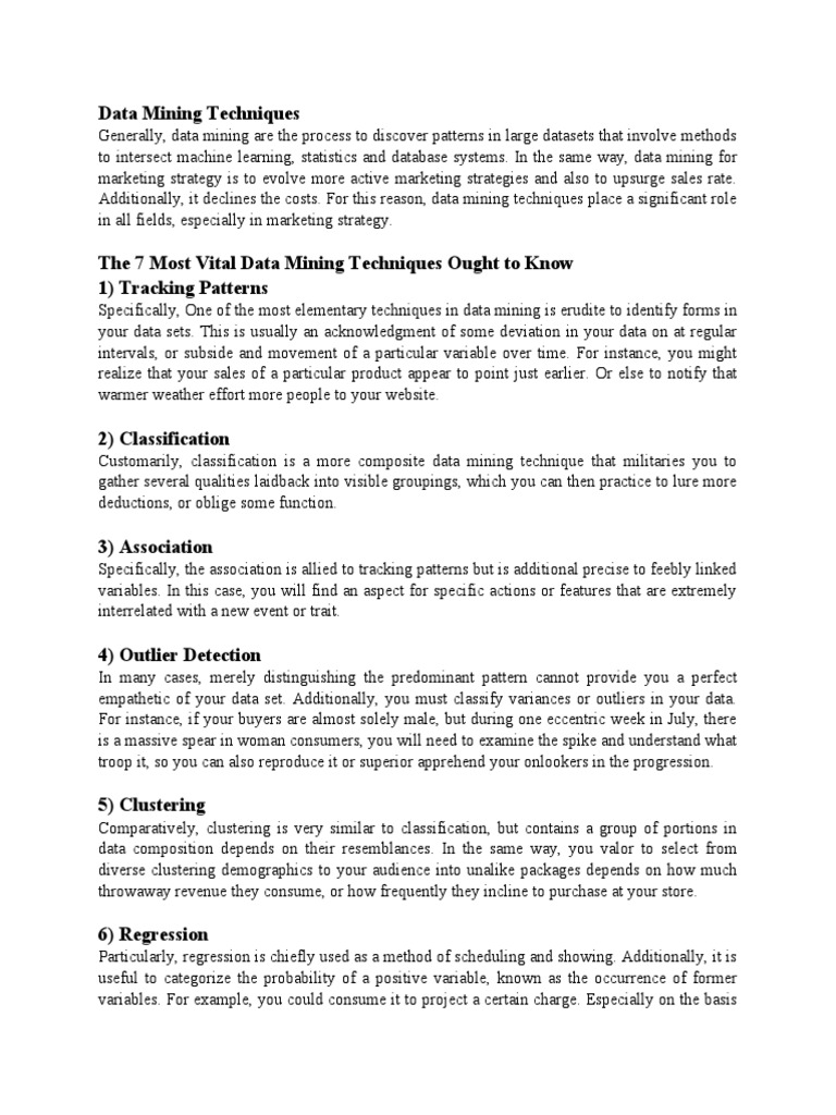 Data Mining Techniques | PDF | Data Mining | Marketing Data Mining Techniques | PDF | Data Mining | Marketing