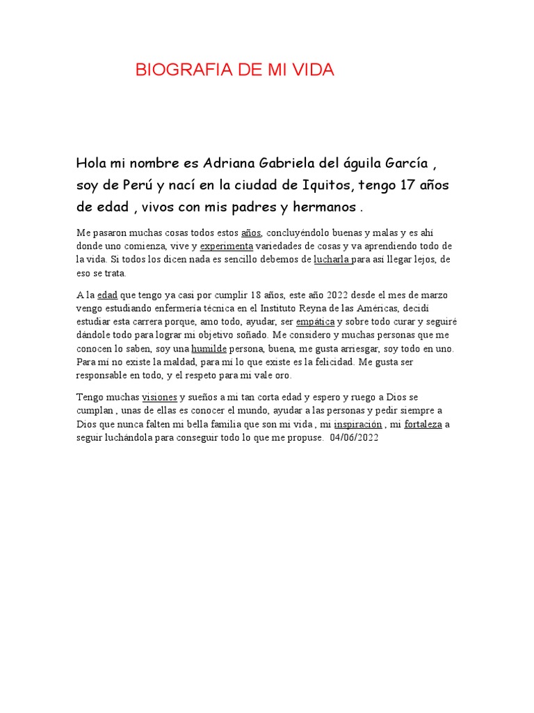 Biografia de Mi Vida | PDF