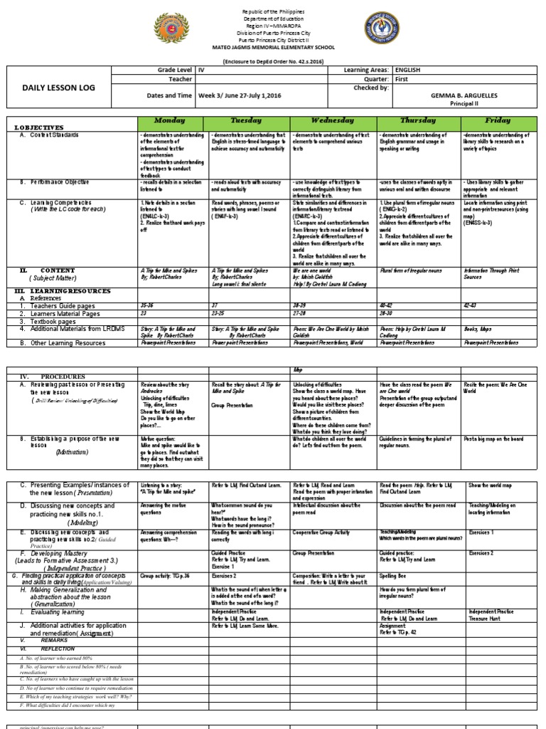DLL English 4 Q1 WK 3 | PDF
