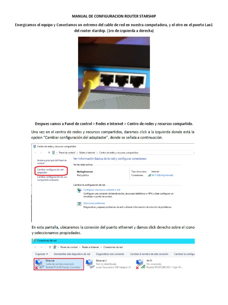 Manual de Configuracion Router Starship | PDF | Contraseña | Enrutador (Computación)