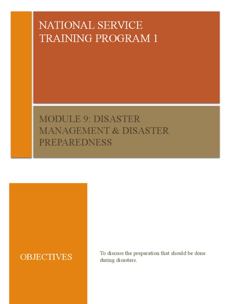 Module 9 NSTP 1 - Disaster Management & Disaster Preparedness | PDF | Emergency Management | Safety