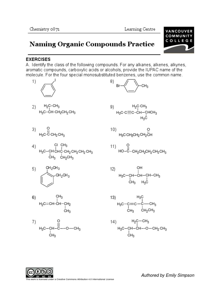 Naming Organic Compounds Practice: Exercises | PDF | Ether | Alkene