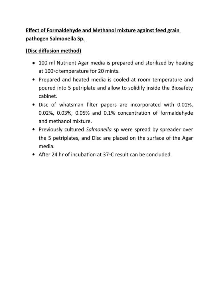 Effect of Formaldehyde and Methanol Mixture Against Feed Grain Pathogen ...
