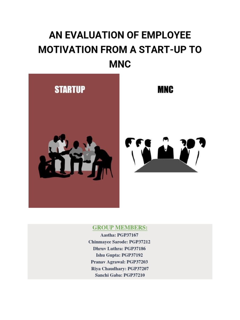 An Evaluation of Employee Motivation From A Start-Up To MNC: Group ...