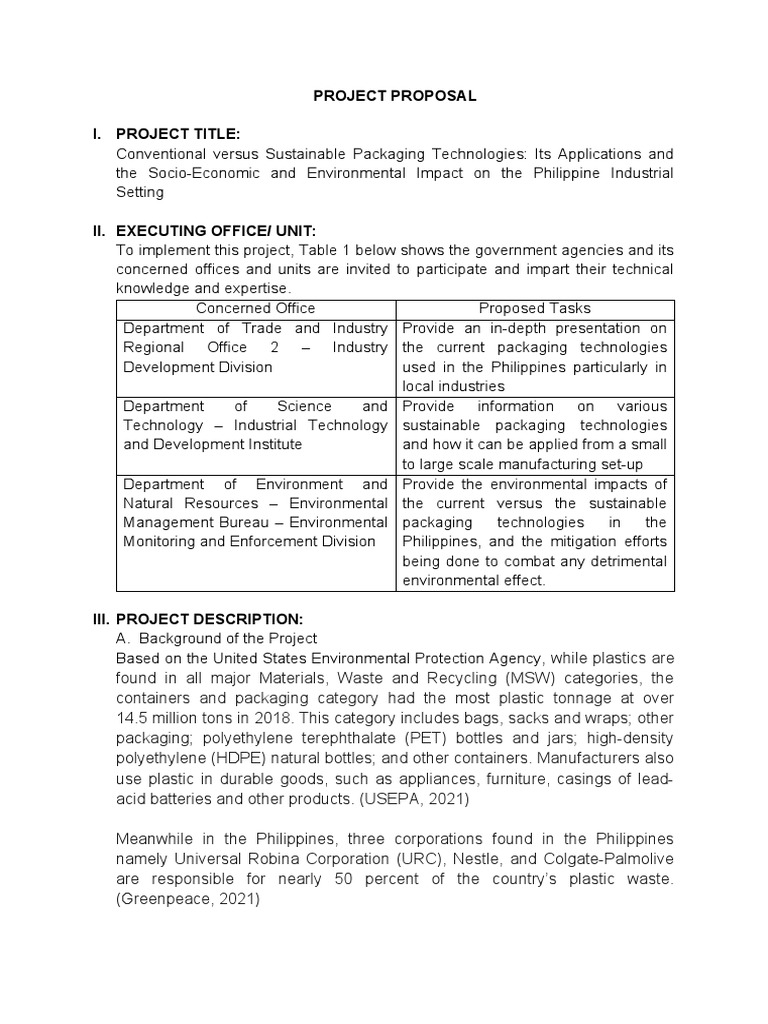 DTI Project Proposal Edit 1 | PDF | Sustainability | Packaging And Labeling