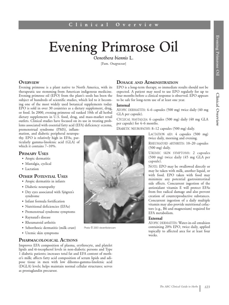 Evening Primrose Oil: Clinical Overview | PDF | Clinical Medicine ...