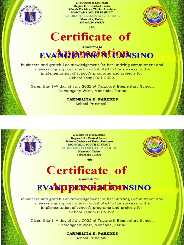 Certificates For Parents | PDF