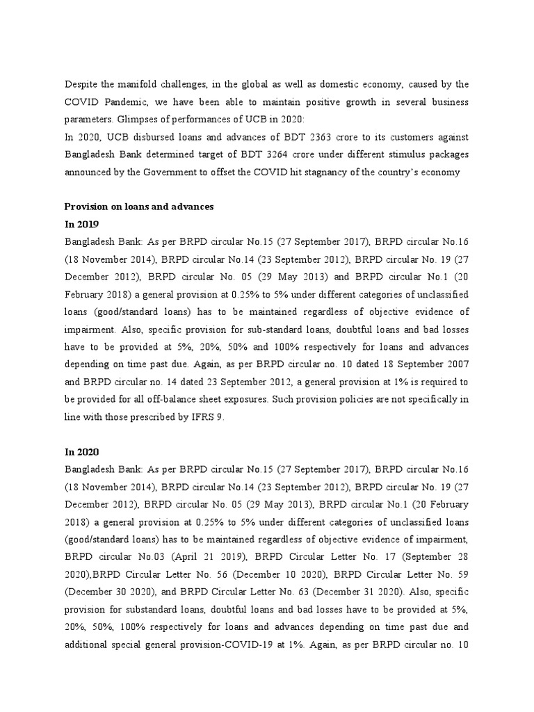 Provision On Loans and Advances in 2019 | PDF | Going Concern | Economies