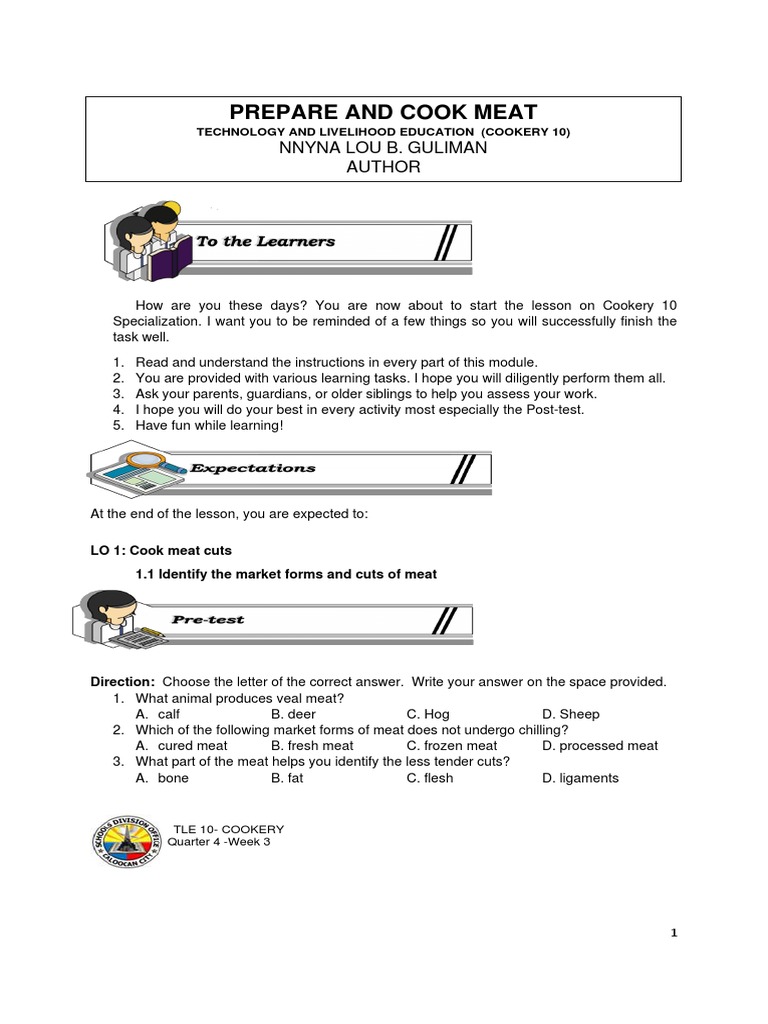 Cookery 10: Meat Cuts and Preparation | PDF | Beef | Pork