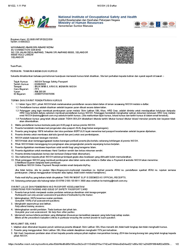 NIOSH - E-Daftar - Aiman | PDF