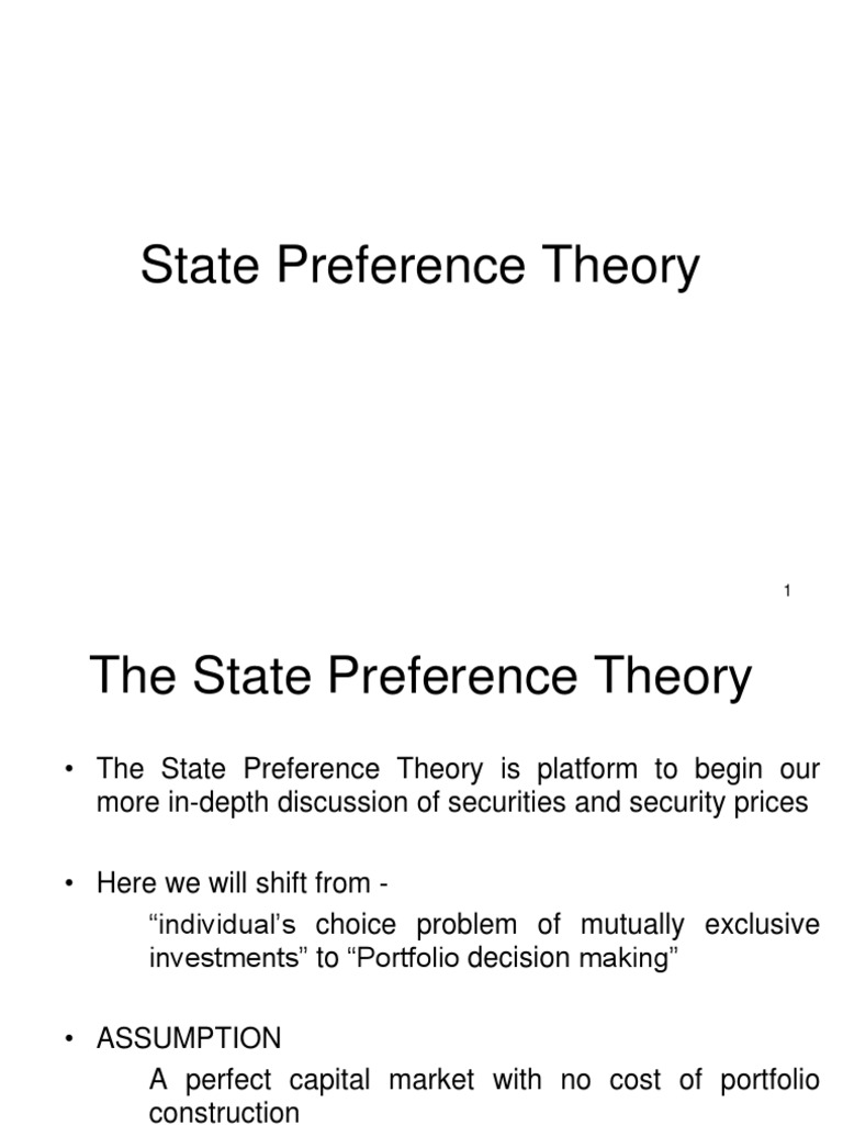 State Preference Theory | Download Free PDF | Utility | Prices