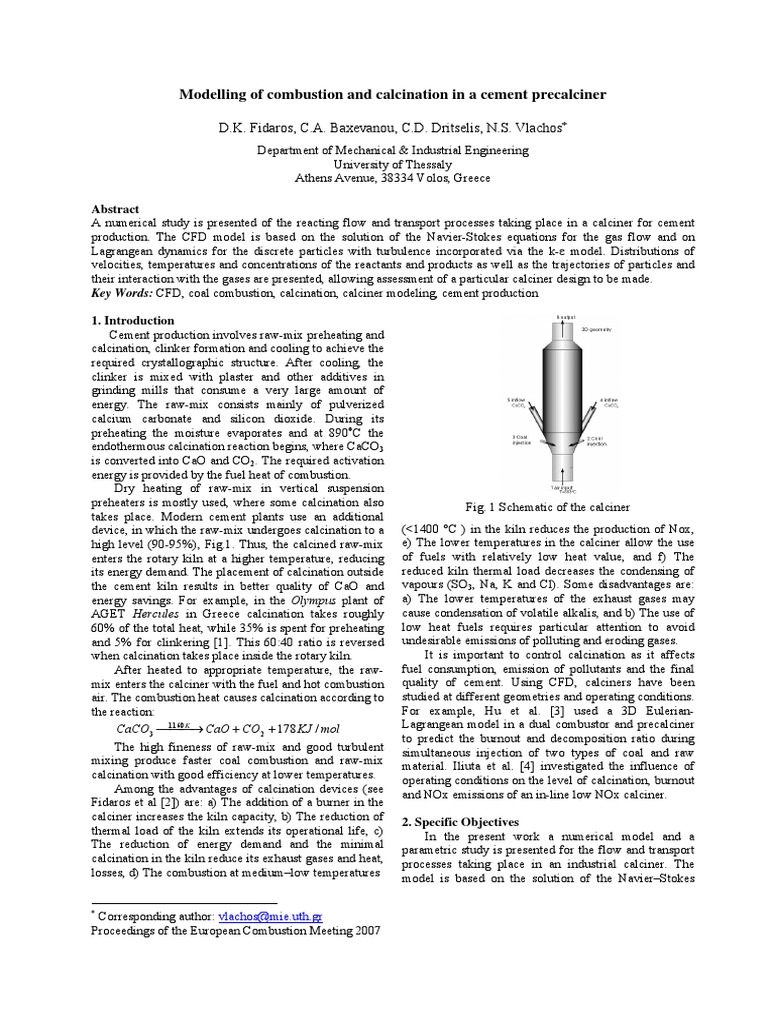 Modelling of Combustion and Calcination | PDF | Gases | Combustion