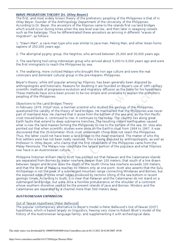 This Study Resource Was: Wave Migration Theory (H. Otley Beyer) | PDF | Southeast Asia