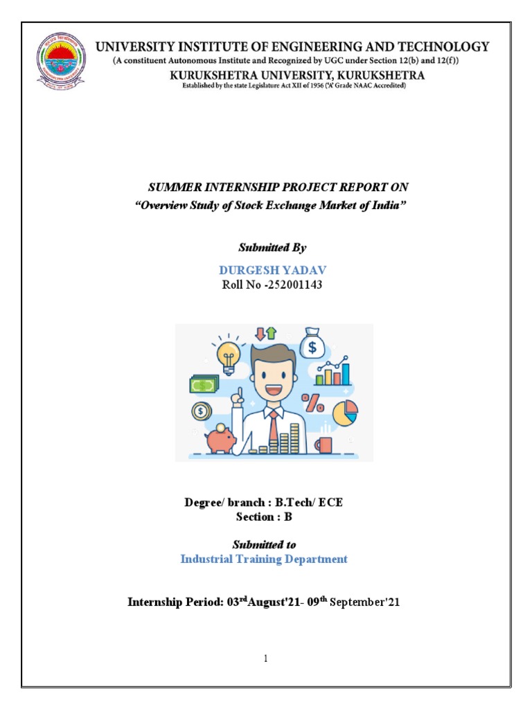 Summer Internship Project Report On "Overview Study of Stock Exchange ...
