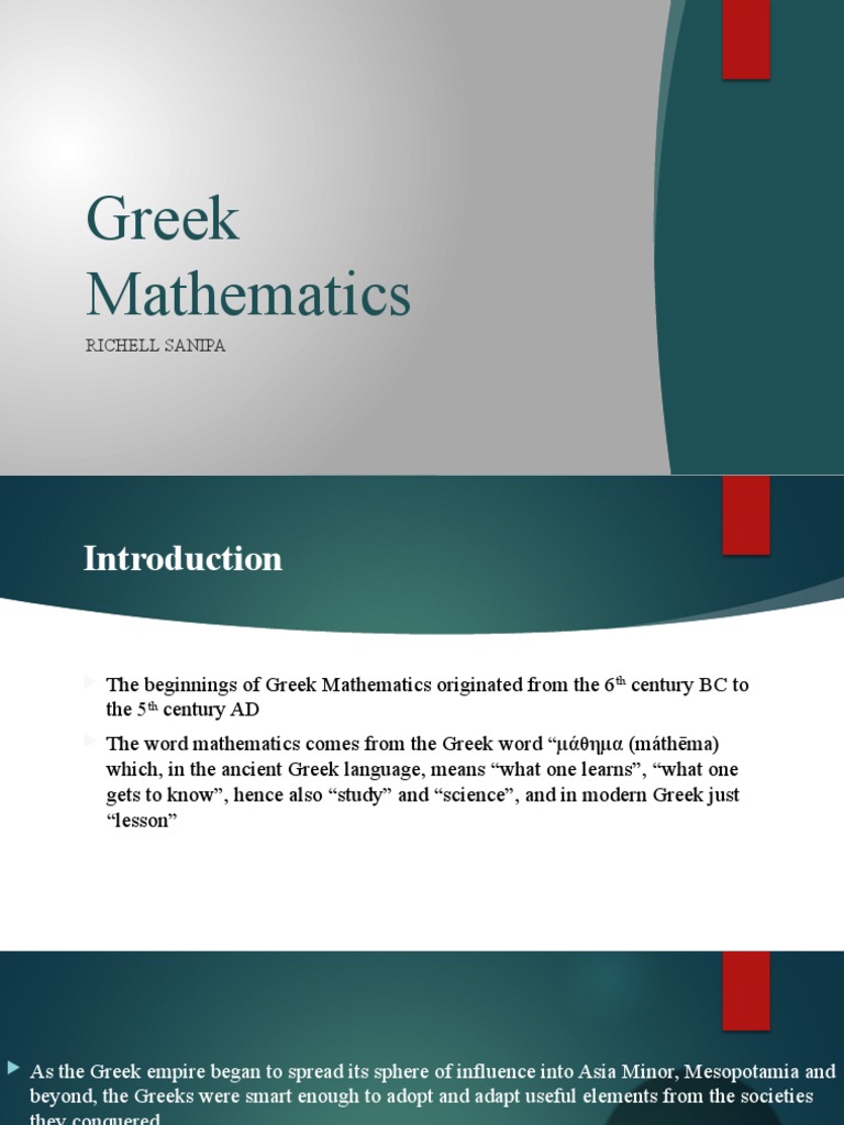 Greek-Mathematics-report-final-draft | PDF | Mathematics | Pythagoras