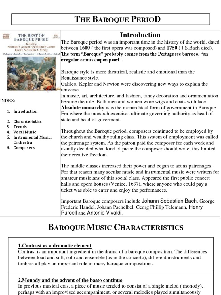 The Baroque Period Worksheet - MARIA | PDF | Baroque Music | Opera