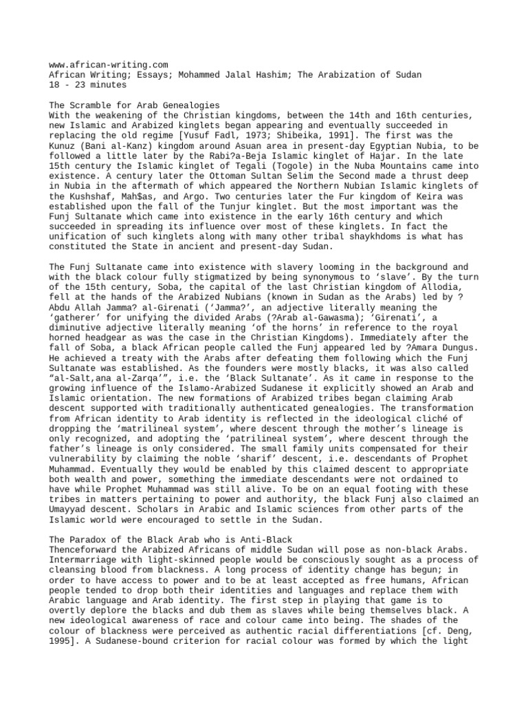 sudan arabization | PDF | Sudan | Social Stigma