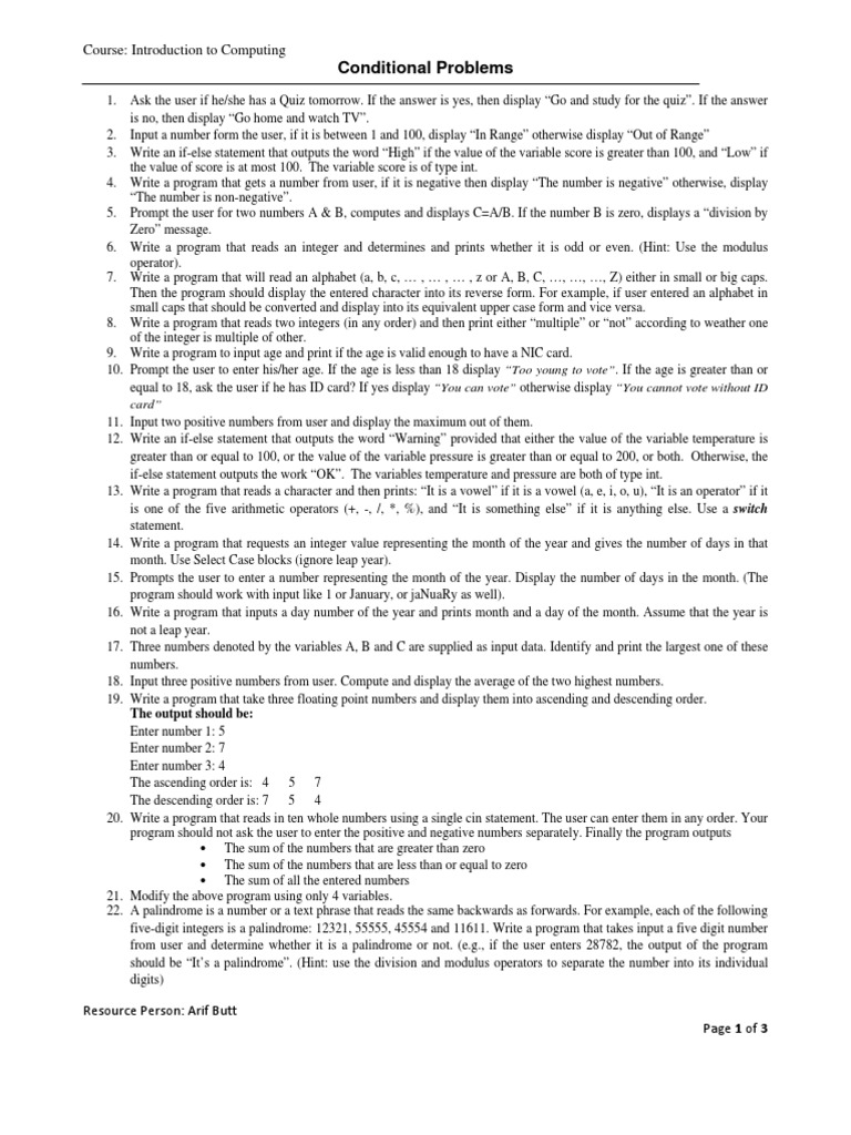 Conditional Problems Pool | PDF | Quadratic Equation | Integer