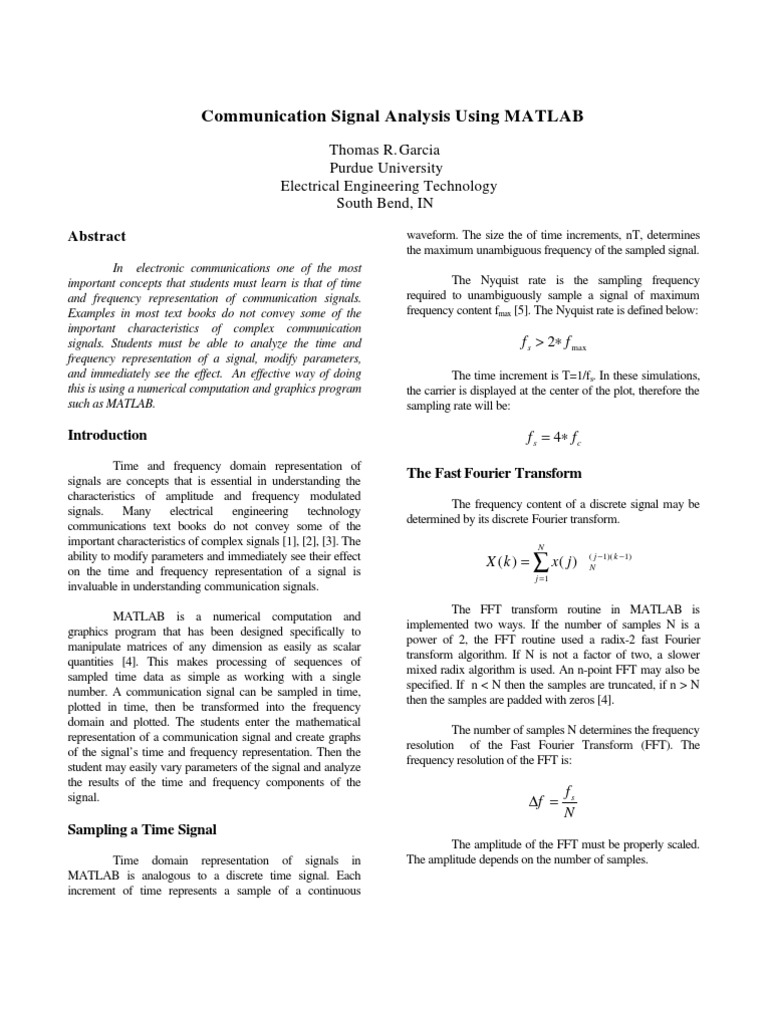 Analyzing Communication Signals Using MATLAB | PDF | Signal (Electrical Engineering) | Frequency ...