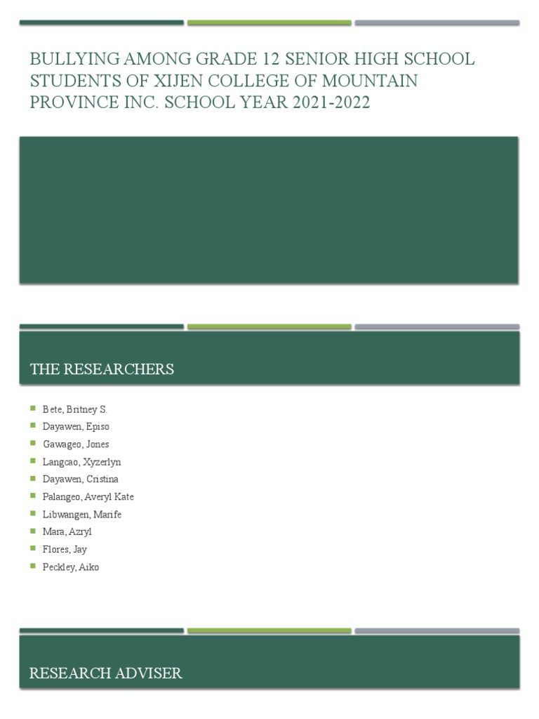 Bullying Among Grade 12 Senior High School Students | PDF | Bullying ...