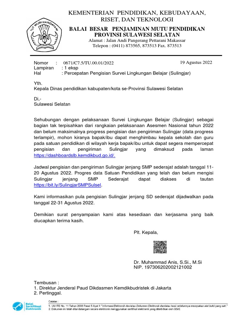 Surat Percepatan Sul | PDF