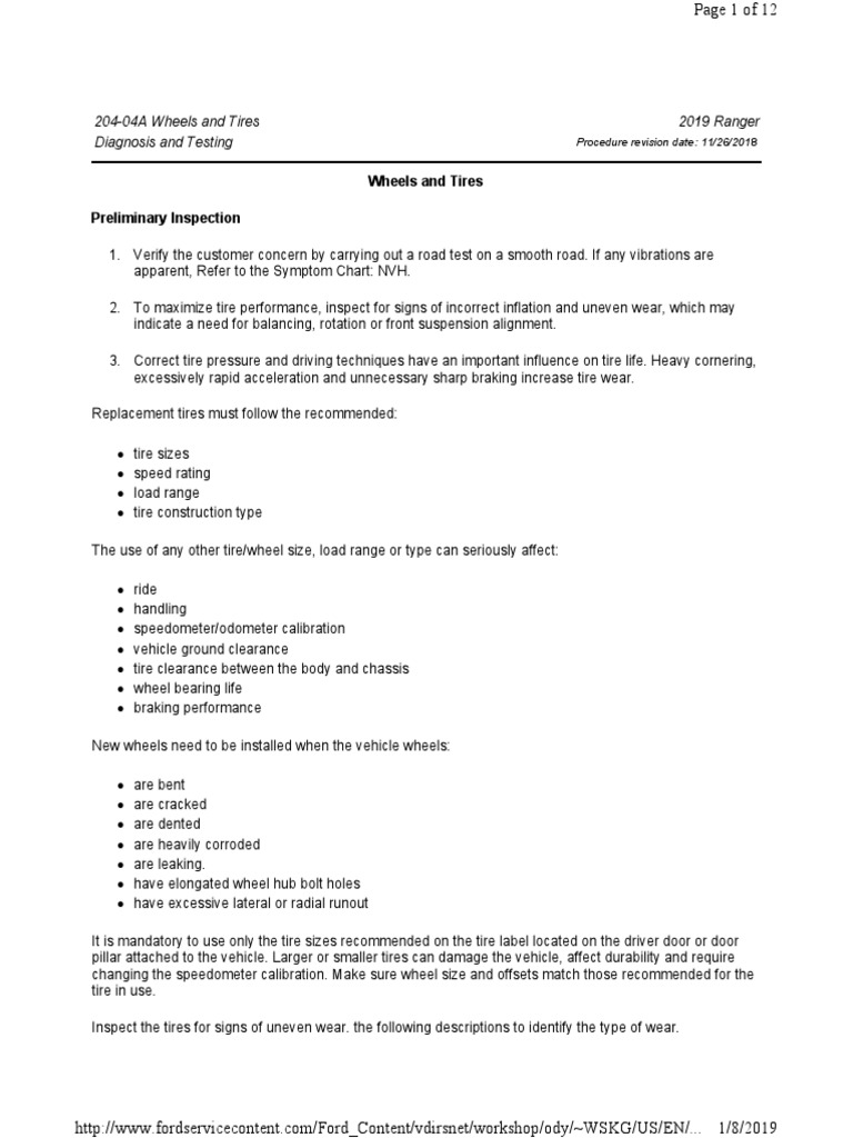 204-04A Wheels and Tires - Diagnosis and Testing | PDF | Tire | Medical ...