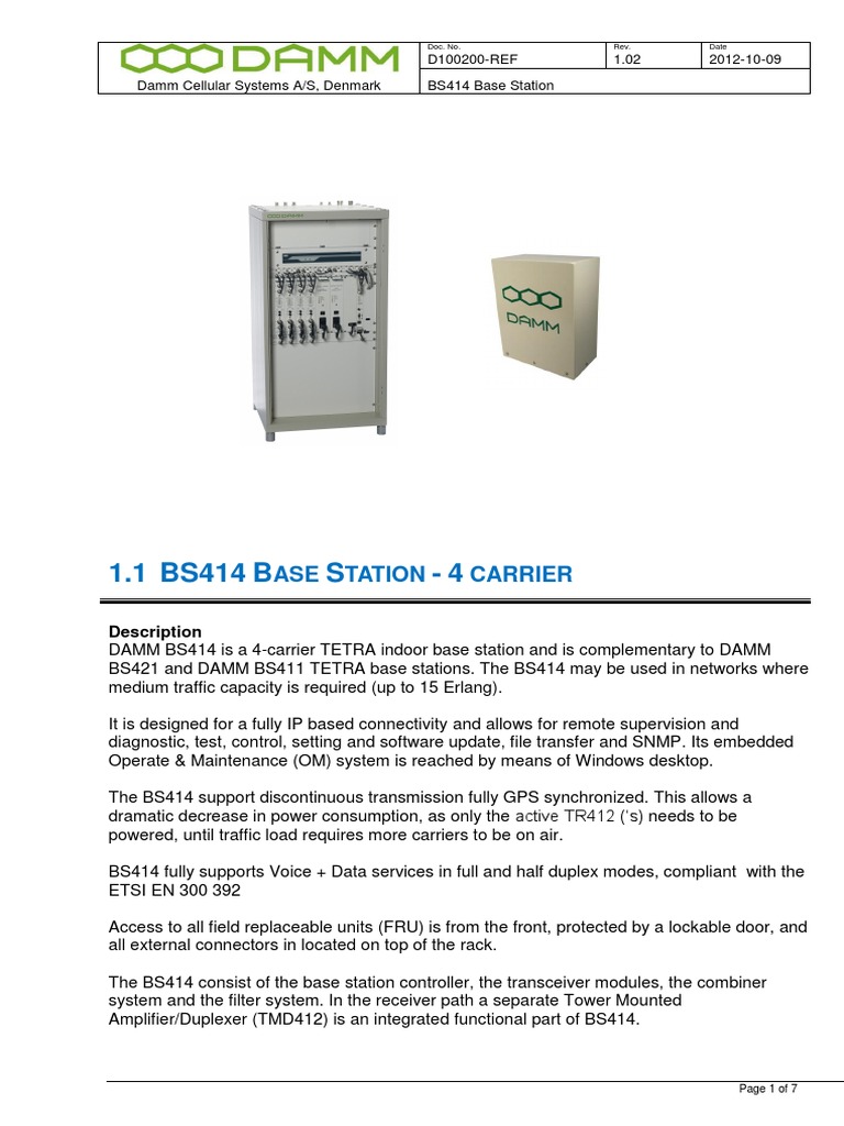 1.1 BS414 B S - 4: ASE Tation Carrier | PDF | Base Station | Amplifier