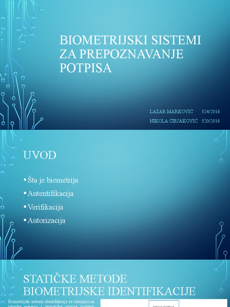 Biometrijski Sistemi Za Prepoznavanje Potpisa | PDF