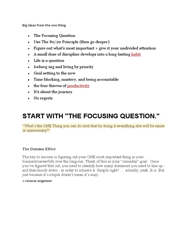 Big Ideas From The One Thing | PDF | Disciplines