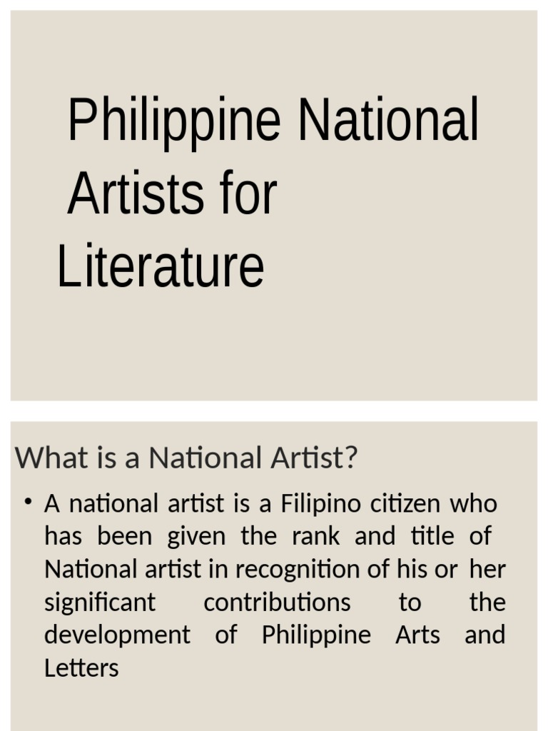 Philippine National Artists in Literature | PDF | Philippines
