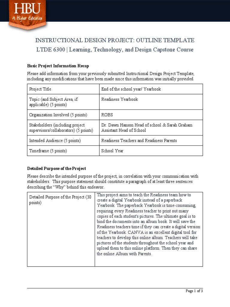 Instructional Design Project Outline | PDF | Instructional Design ...
