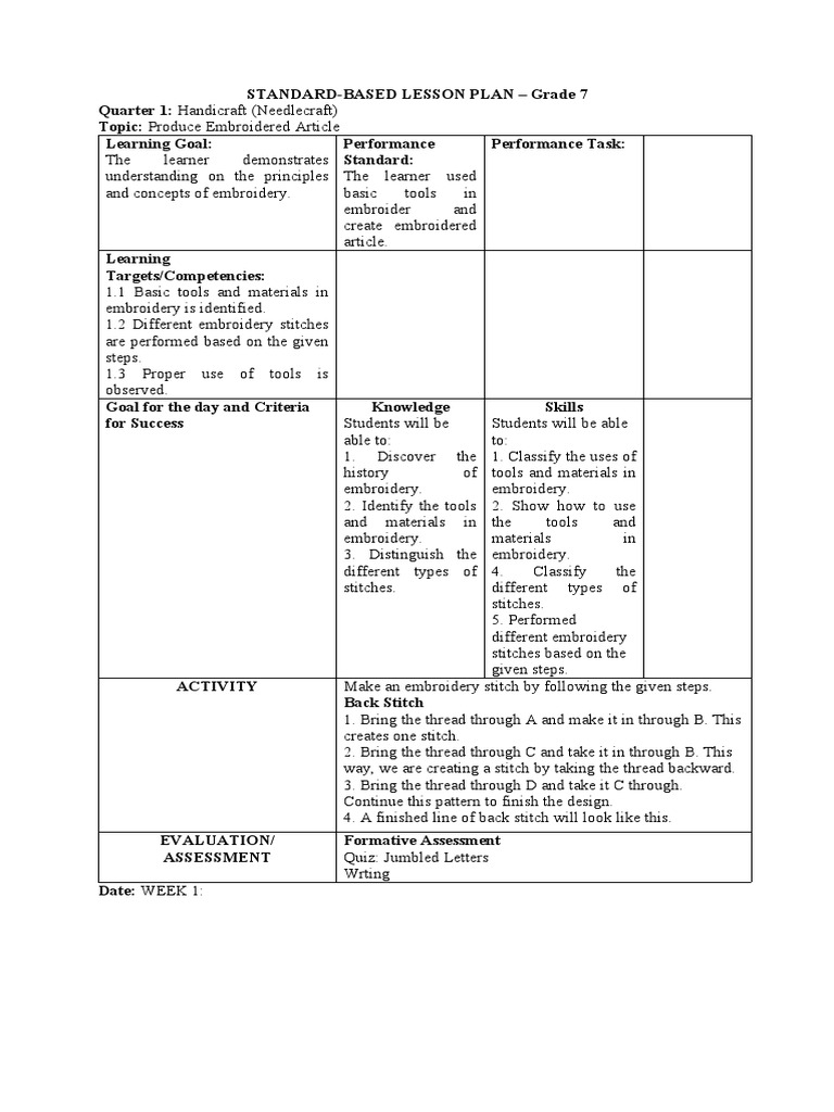 G7 Tle Lp Pdf Embroidery Educational Assessment