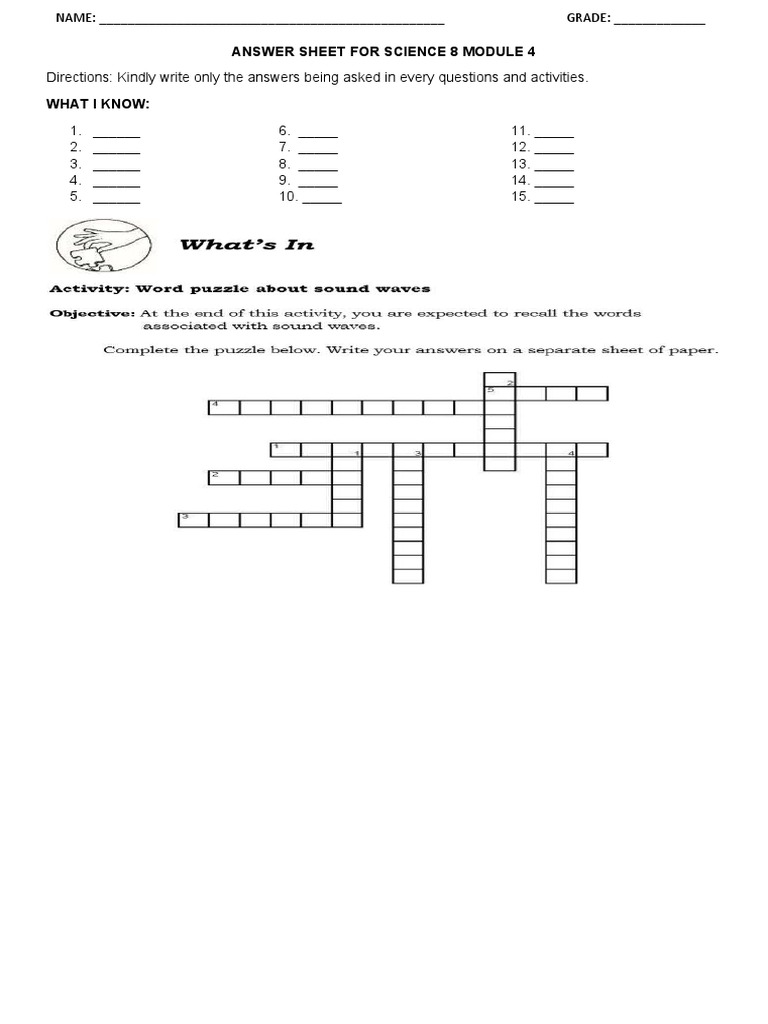 Answer Sheet For Science 8 Module 4 | Download Free PDF | Cognition