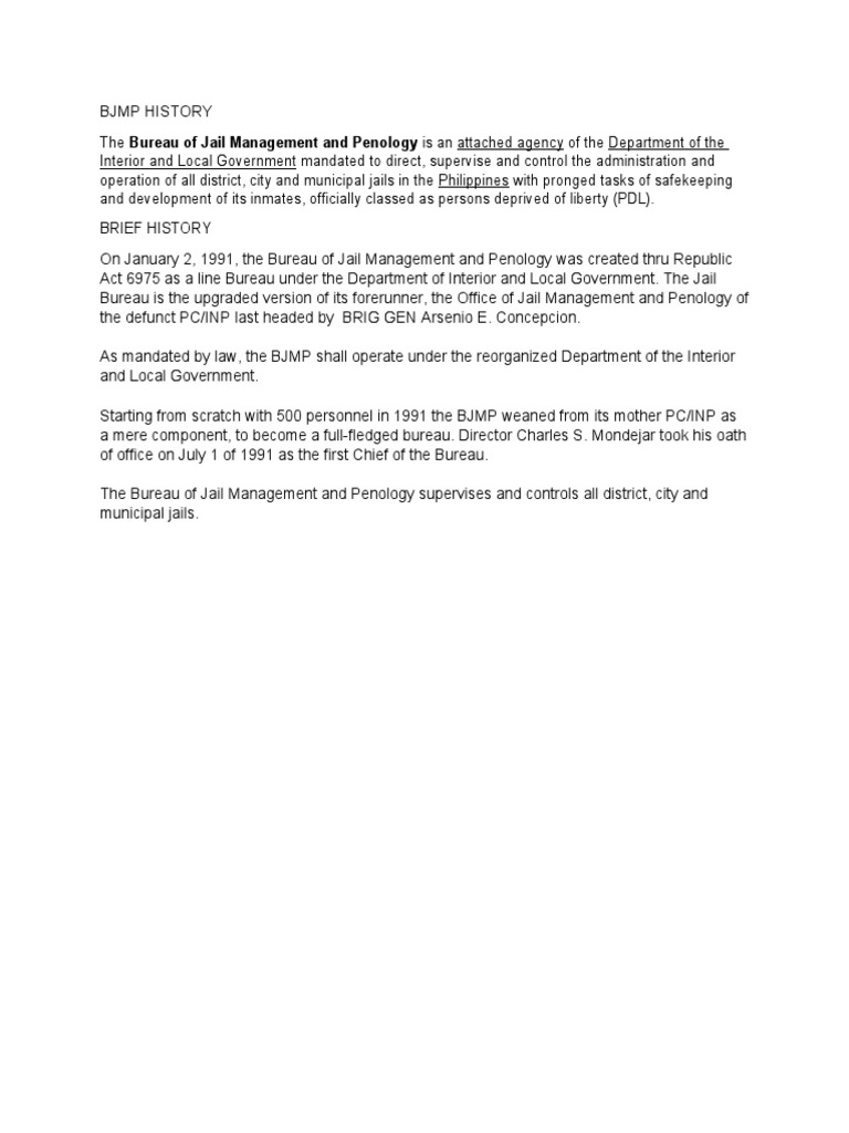 The BJMP HISTORY | PDF