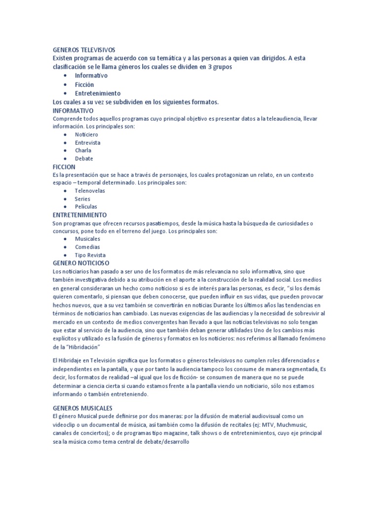 Generos Televisivos | PDF