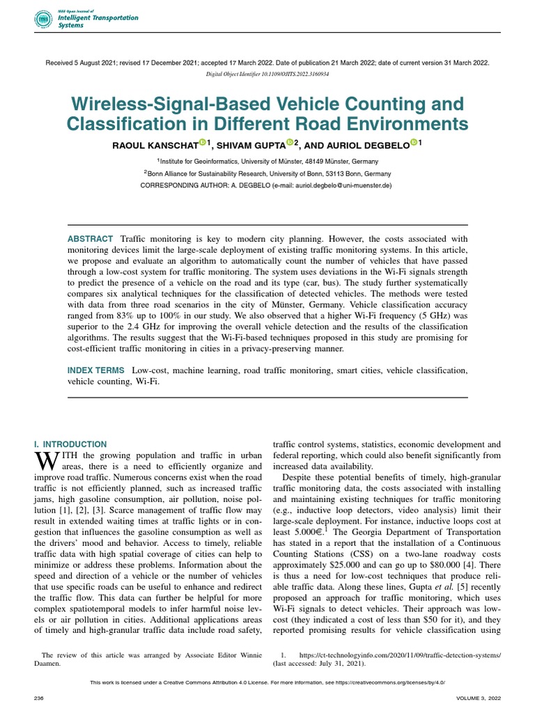 Wi-Fi Vehicle Counting and Classification | PDF | Statistical ...