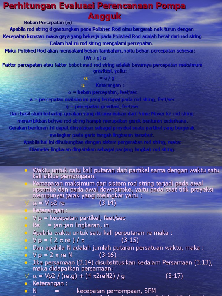 Perhitungan Evaluasi Perencanaan Pompa Angguk | PDF