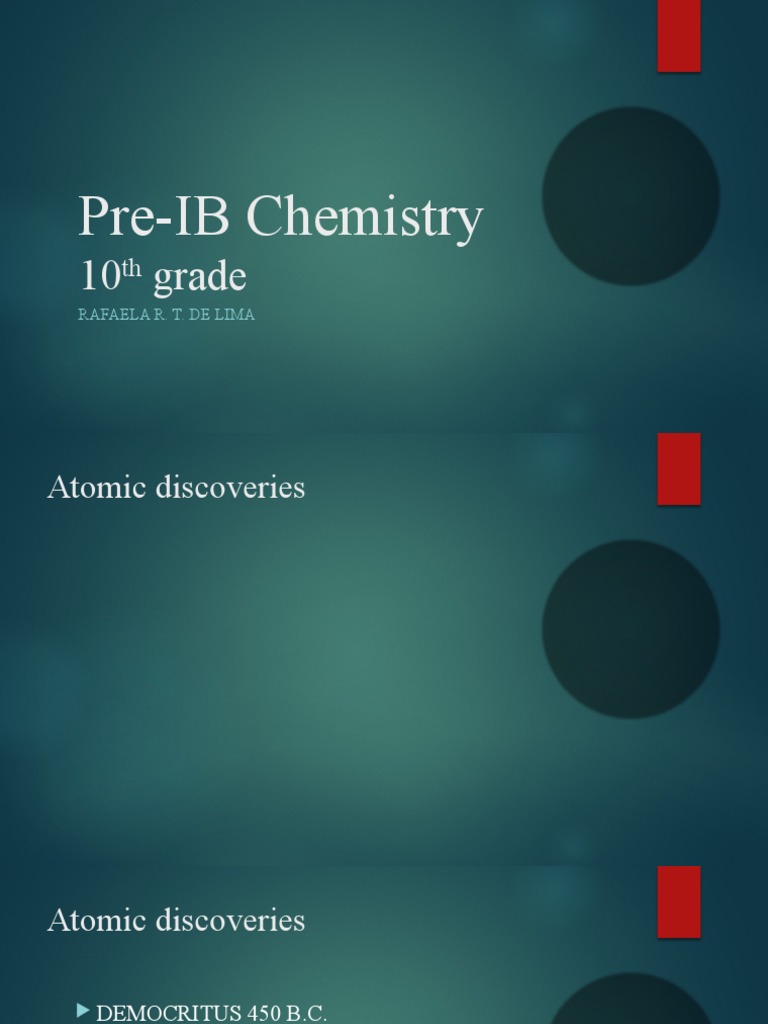 Pre-IB Chemistry: 10 Grade | PDF | Atoms | Electron