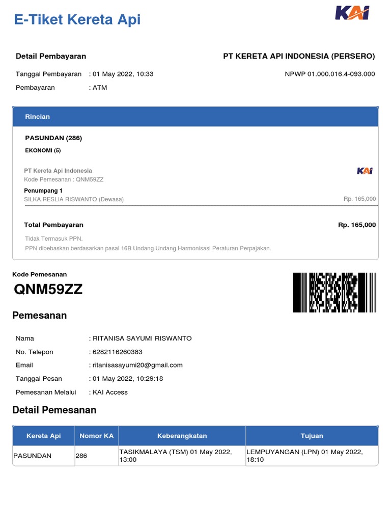 Payment Detail Perjalanan Pdf
