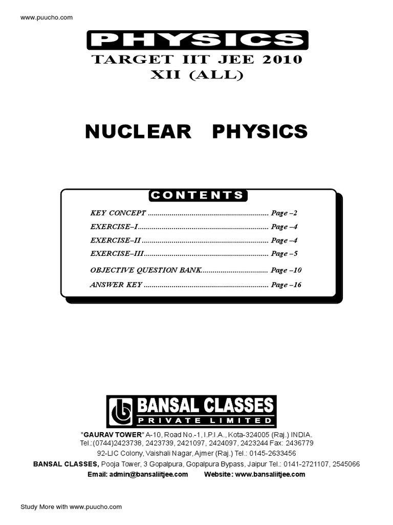 Bansal Nuclear Physics | PDF | Radioactive Decay | Neutron