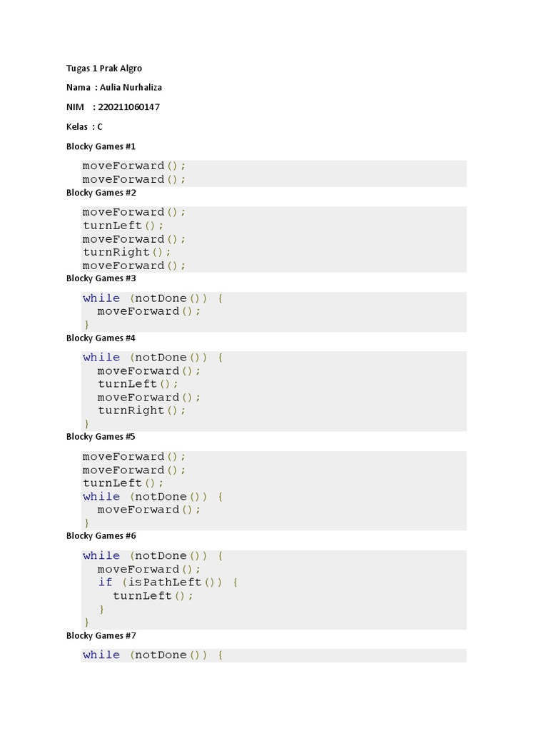 Algoritma Permainan Blocky dan Burung | PDF