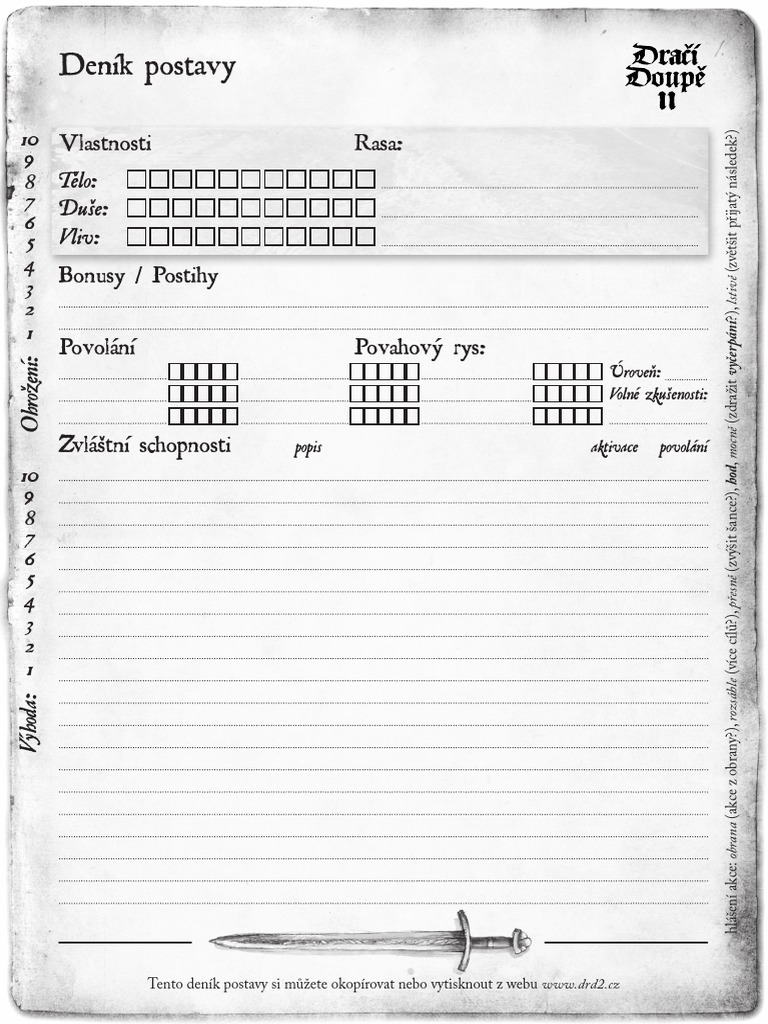 DRD 2 Deník Postavy | PDF
