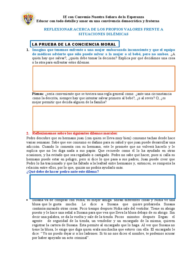 Actividad Dilemas Morales .... | PDF