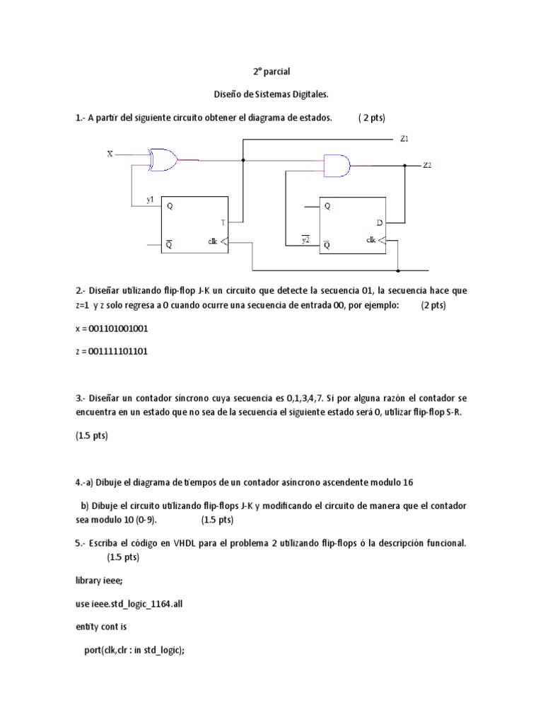 Diseño de circuitos digitales secuenciales mediante VHDL y diagramas de estados | PDF