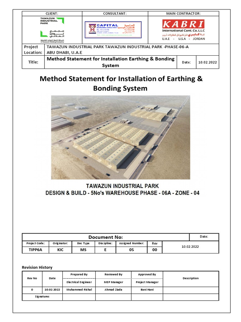 Method Statement For Installation of Earthing & Bonding System | PDF ...
